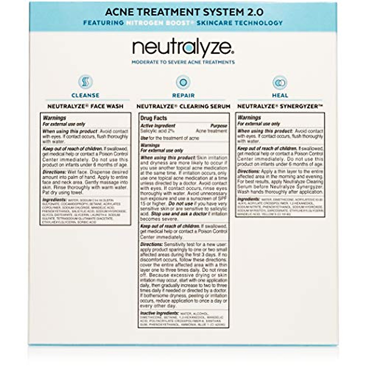 Neutralyze Moderate To Severe Acne Treatment Kit 2.0 - Maximum Strength Acne Kit, 2% Salicylic Acid, Mandelic Acid & Nitrogen Boost Skincare Technology - Acne Treatment for Teens & Adults (90+ Day)
