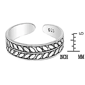 AeraVida Peaceful Olive Branch Leaf Wrap Band .925 Sterling Silver Toe Ring or Pinky Ring | Minimalist Toe or Pinky Ring | Adjustable Sterling Silver Toe Ring for Women