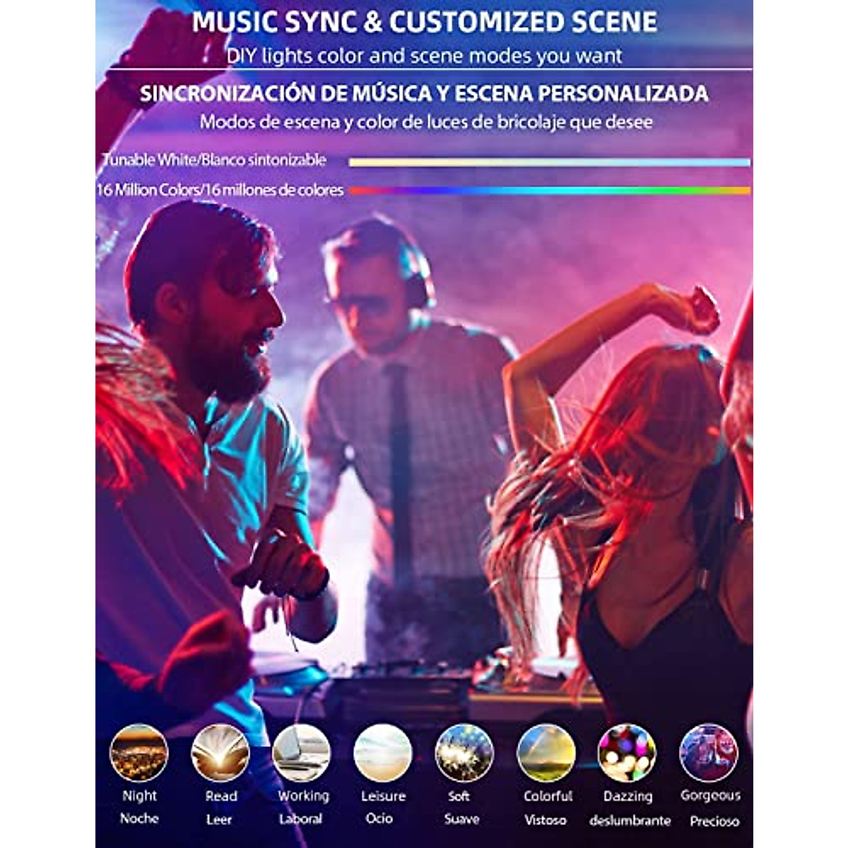Smart Light Bulbs 8Pack,100W Equivalent Smart Bulb Work with Alexa Google Assistant, RGB Color Changing WiFi Bulb, Music Synic 2.4GHz WiFi & Bluetooth Multicolor A19 E26 110V Dimmable Light Bulbs