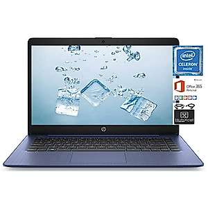 HP 2021 Newest 14 inch HD Laptop Computer, Intel Celeron N4000 up to 2.6 GHz, 4GB DDR4, 64GB eMMC Storage, WiFi, Webcam, HDMI, Bluetooth, 1 Year Microsoft 365,Windows 10 S, Blue + Hubxcel Cables