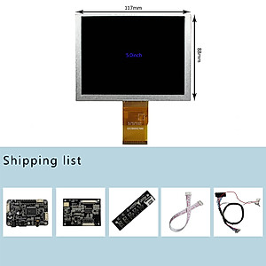 VSDISPLAY 5" ZJ050NA-08C 5 inch 640X480 LCD Screen Work with HD-MI LCD Controller Driver Board VS-N5V3.1 AT050TN22 Replacement Screen