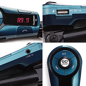 GOgroove FlexSMART X2 Mini Bluetooth FM Transmitter Radio Adapter Car Kit, USB Charging, Hands Free Calling, Music Controls, AUX Input – Compatible with MP3 Players, iPhone, Samsung, and More Devices