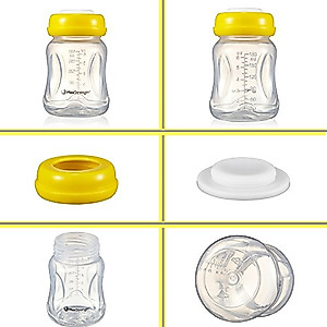 Breastmilk Bottles 6pc Set with Leak Proof Lids by Max Strength Pro, 6.oz 180ml Reusable Wide Neck Bottles Best for Breast Milk Collection & Storage Solution, BPA Free, Fits Spectra & Avent Models