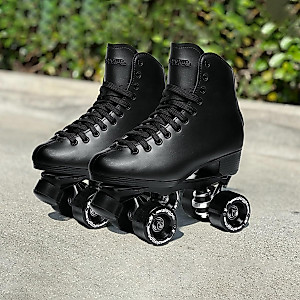 Sure-Grip Malibu Unisex Roller Skates | Stylish and Durable Vegan Leather Upper | Equipped with Sturdy Aluminum Trucks and ABEC 3 Bearings - Wheels Featuring an 88a Hardness Rating, Made in USA