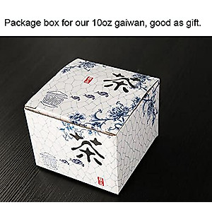 YBK Tech 10oz Large Gaiwan, Porcelain Kung Fu Tea Cup and Saucer with Lid, Chinese Traditional Gaiwan, Sancai Tea Bowl - Embossed Plum Patterns (Green)