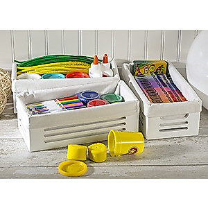 2 Pack White Bathroom Decor Box for Toilet Paper Storage - Wood Toilet Tank Basket Topper - Perfect Back of Toilet Storage Basket, Lined with Soft Linen Fabric - Ideal Countertop Sink Organizer