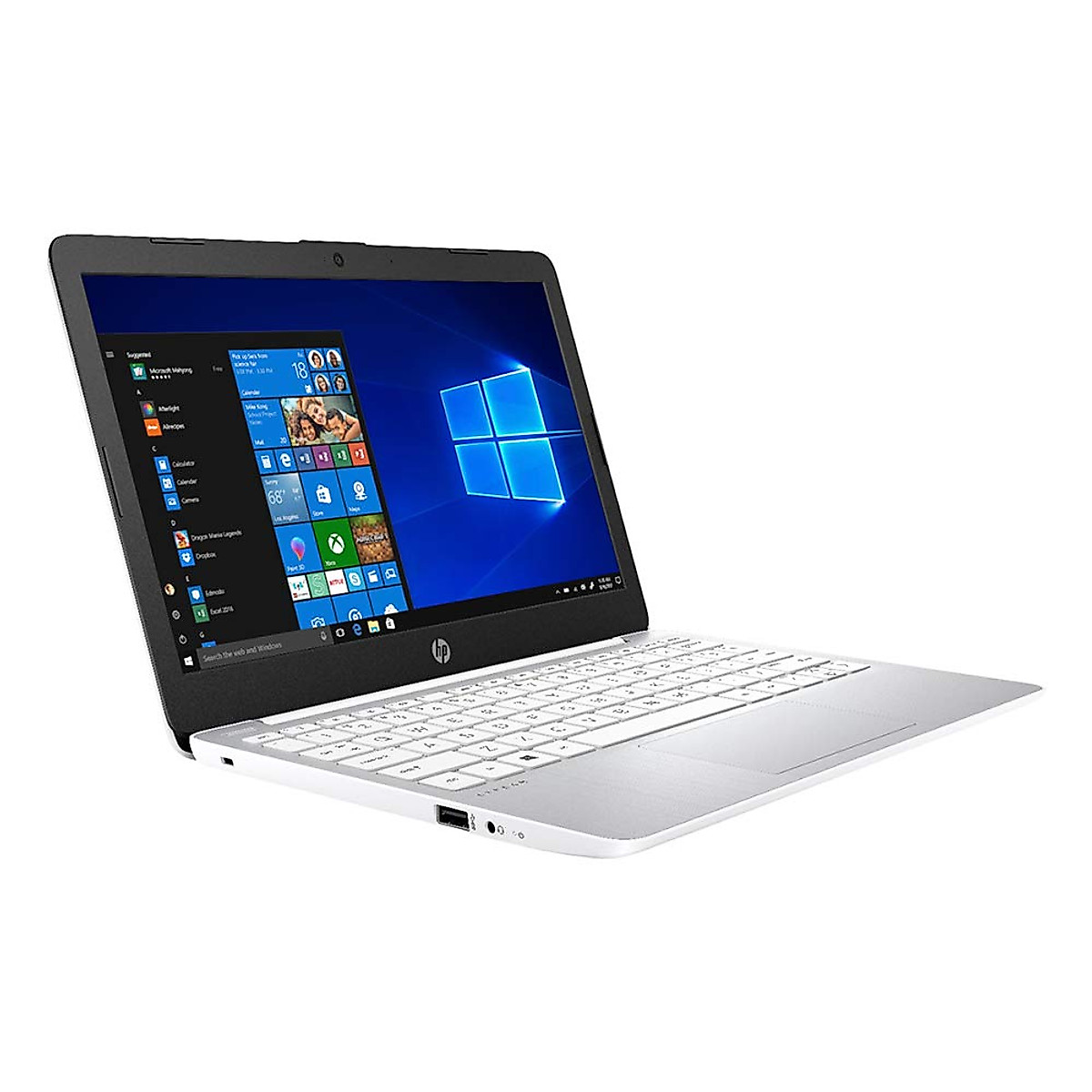 HP 2021 Stream 11.6" HD Laptop Computer, Intel Celeron N4000 Processor, 4GB RAM, 64GB eMMC, 1-Year Office 365, Webcam, Intel UHD Graphics 600, Bluetooth, Windows 10 S, White, 128GB SnowBell USB Card