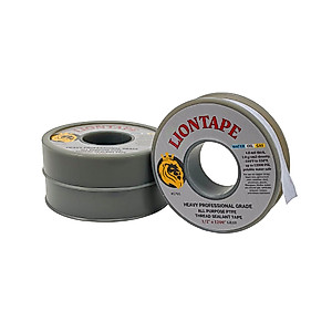 PROCURU Liontape G701 3-Pack 1/2" x 1200" (100-Ft) Heavy Duty Professional Teflon Tape, for Water/Oil/Gas, 4-Mil, High Density, Up to 12000 psi, Grey