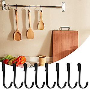 Vkinman 20 Pcs J Shaped Hook, Black Snap-On Hooks, Stainless Steel Clip-on Hook, Hanging Sink Grid Hook, Heavy Duty Wire Rack Hook for Kitchen, Bedroom, Office