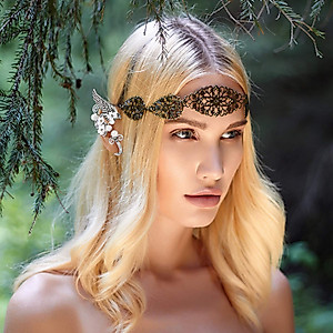 2 Pairs Chic Elf Ear Cuffs Pearl Wing Handcraft for Cosplay Elven Cuff Wrap Earrings for Elven Halloween Costume, Cosplay, Wedding