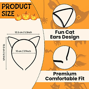JGCWorker Black Cat Ears Headband for Women Girls, Halloween Cosplay Cat Costume Thick Plastic Wire Ears Headbands Hair Accessories for Adult Kids