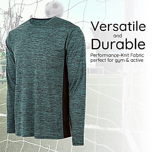 Essential Elements Boys Active Shirt - Quick-Dry Athletic Workout Training Stretch Crew Neck Long Sleeve Top 5 Pack