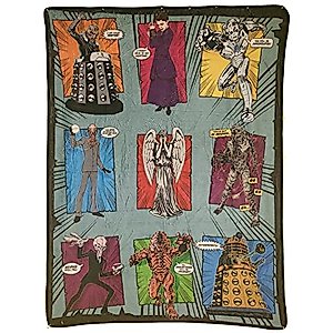 Doctor Who Villains Fleece Throw Blanket - Officially Licensed Doctor Who Soft Fleece Throw Monsters