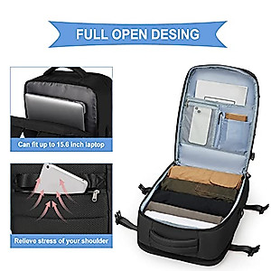 coowoz Black Travel Backpack For Women Men Airline Approved,Carry On Backpack,Large Hiking Backpack Waterproof Outdoor Sports Rucksack Casual Daypack Fit 15.6 Inch Laptop Backpack College Backpack