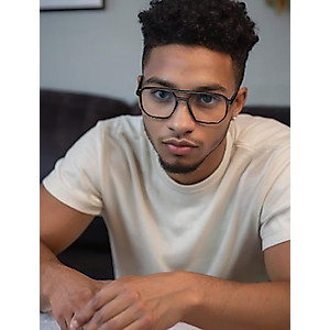 VISOONE Aviator Blue Light Blocking Glasses Oversized Square Lightweight Pilot Nerd Eyewear for Women Men MARION