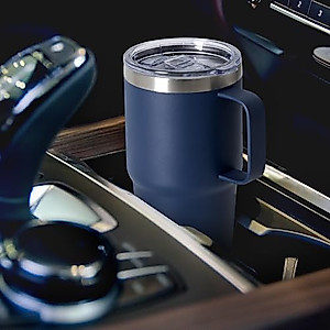 HASLE OUTFITTERS 20oz Tumbler with Lid, Stainless Steel Tumbler with Handle, Metal Insulated Travel Coffee Mug with Handle, Double Wall Vacuum Spill Proof Tumbler Cup, Navy 1 Pack