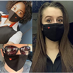 Fashion Cute Heart Face Protection with Adjustable Nose Bridge - Mothers Day Gifts, Gifts for Women, Unisex Cotton Cloth Heart Masks - Washable Reusable Warm for Outdoor Activities