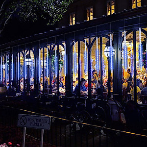 ohCome Meteor Shower Rain Drop Lights 50cm 10 Spiral Tubes 540 LEDs Waterproof Icicle Snowfall String Lights for Wedding Christmas Halloween Garden Tree Home Decor, Support 2 Sets Hook (Blue)