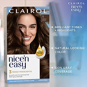 Clairol Nice'n Easy Permanent Hair Dye, 5W Medium Mocha Brown Hair Color, 1 Count
