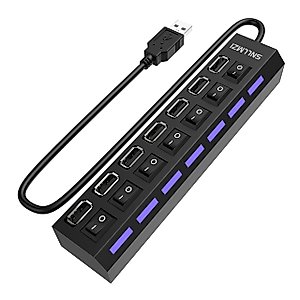 USB Hub, 7 Port USB 2.0 Hub LED Portable High-Speed Compatible for iMac Pro, MacBook Air, Mac Mini/Pro, Surface Pro, PC and Laptop