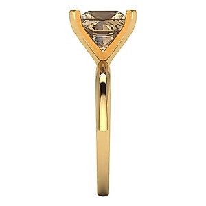 Clara Pucci 3.0ct Princess Cut Solitaire Champagne Simulated Diamond 4 Prong Engagement Bridal Anniversary Ring 18K Yellow Gold 7.75