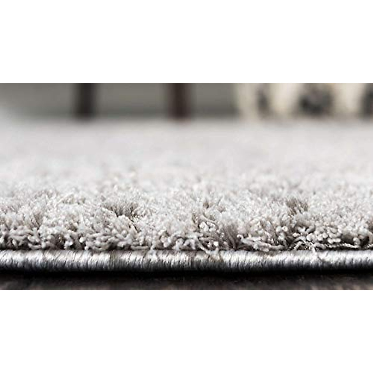 Unique Loom Studio Solid Shag Collection Urban Modern Super Soft & Plush Area Rug, 9 ft x 12 ft, Light Gray