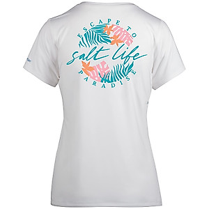 Salt Life Oasis Short Sleeve Stretch Fit Shirt, White, Small