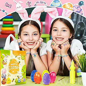 Aviski 12Pcs Easter Surprise Eggs with Cute Bracelet & Ring Inside for Easter Theme Party Favors, Supplies for Easter Egg Hunt, Basket Stuffers/Fillers, Classroom Prize Supplies Toddler Boys Girls
