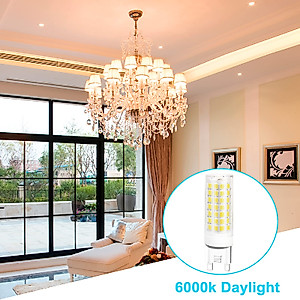 cartaoo G9 Led Bulbs, Dimmable Led Light Bulb(60W Halogen Equivalent),6000k Daylight White,120V No-Flicker Light, Chandelier Lighting Led Bulbs 700LM, pack of 2(daylight white)