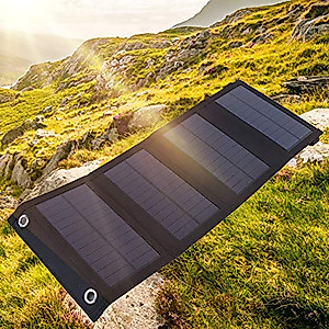Outdoor Black Solar Panel Charger, 10W 5.5V Lightweight Portable Folding Charger Board Waterproof Emergency Solar Charger Mobile Power Supply, with Carabiners, for Mobile Phones, Travel, Camping