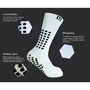 Ulalaza Unisex Anti Slip Sports Thicken Cushion Soccer Socks Non Skid Grippy Traction for Football Basketball Sports