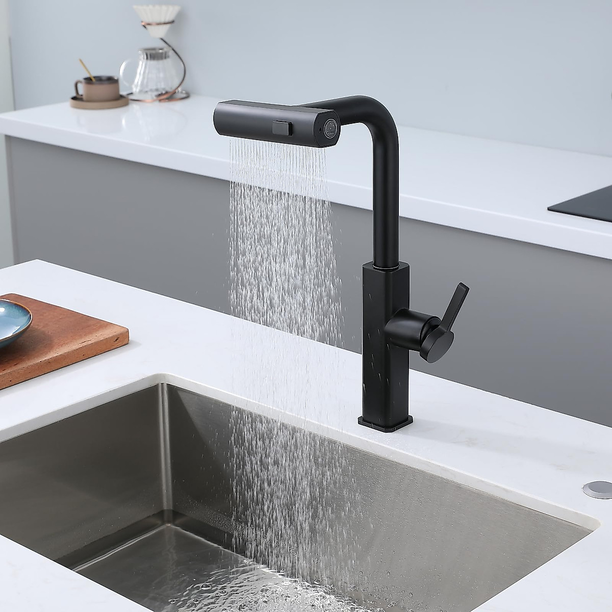 TRJIKAG Faucet Extender, 3 in 1 Sprayer Kitchen Sink Faucet Extender, Anti-Splash Kitchen Faucet Replacement Extender for Kitchen Sink, Black