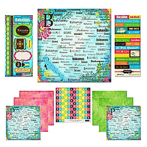 Scrapbook Customs Themed Paper and Stickers Scrapbook Kit, Bahamas Paradise, 12 inch by 12 inch