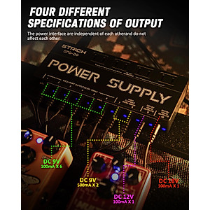 STRICH SPS-20 Guitar Power Supply 10 Isolated DC Output for 9V/12V/18V Effect Pedal
