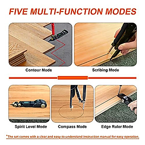 MARSBASE Multi-function Scribing Tool with Carpenter Pencils Aluminum Alloy Scribe Tool with Deep Hole Pencil Built-in Level, Scriber Marking Tools for Woodworking Line Marker