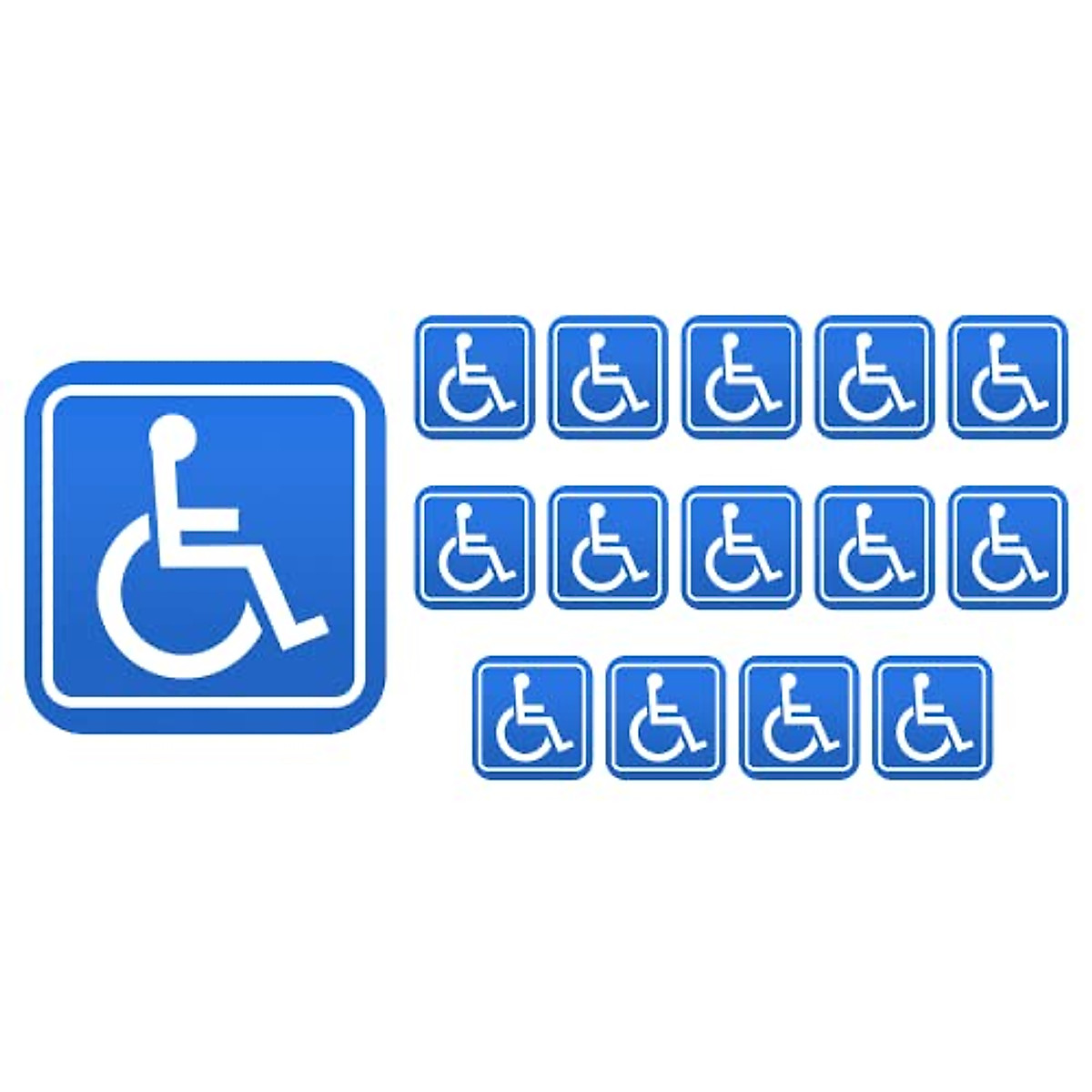 Handicap Sticker Decals, 15 Pack 5 in x 5 in Disabled Wheelchair Accessible Vinyl Labels Glossy Premium UV Protected Self Adhesive for Indoors & Outdoors