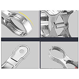 Pealeep 12 Pack Stainless Steel Clothespins,4.7 Inch Beach TowelClips,About Ground Pool Cover Clamps for Cruise,Boat,Blanket,Quilt,Lounge