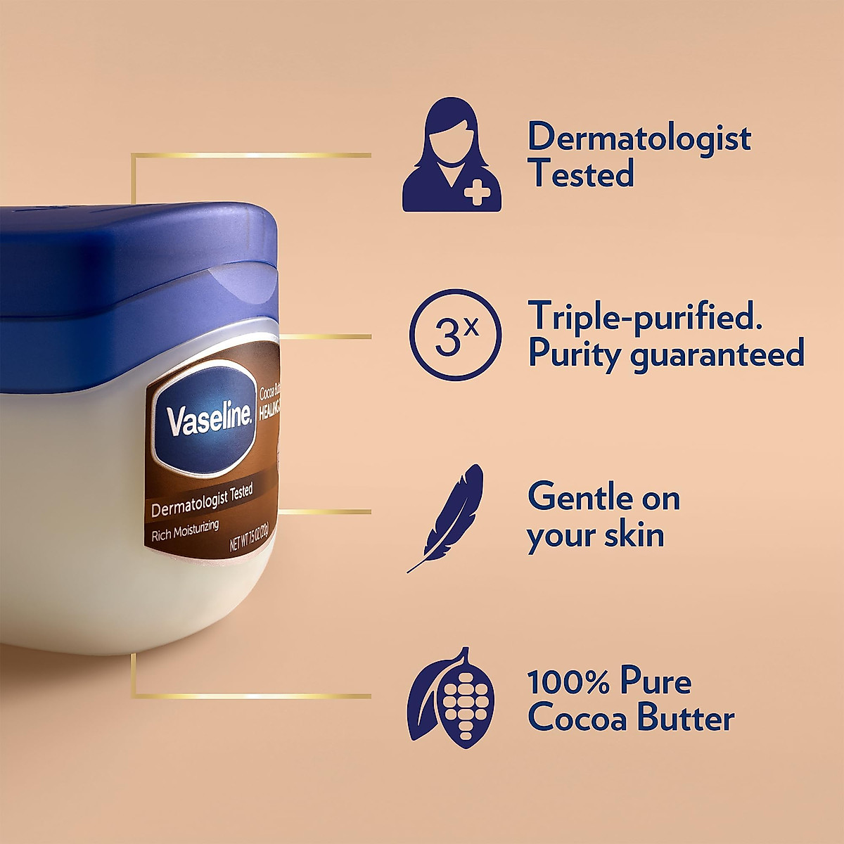 Vaseline Petroleum Jelly Blue Seal With Cocoa Butter (100ml)