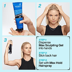 Redken Max Sculpting Gel | For All Hair Types | Provides Body & High Shine Finish | Long-Lasting Shape Styling | Flake-Free Control & Added Thickness | Maximum Hold | 8.8 Oz