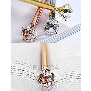 Diamond Pens Pack of 16 Cute Ballpoint Pens Diamond Pen Office Supplies Décor Gifts for Women Bridesmaid Coworkers Rose Gold Cool Fun Fancy Novelty  Crystal Metal School Desk Accessories Black Ink
