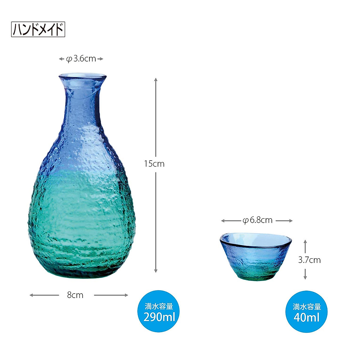Toyo Sasaki Glass G604-M77 Cooling Sake Cup, Blue Green, Approx. 7.9 x 7.5 x 4.7 inches (20 x 19 x 12 cm), Sake Glass Collection, Liquor Bowl Assortment, Made in Japan, 3 Pieces