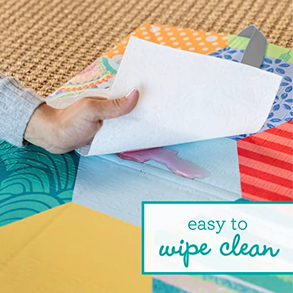 Infantino Foldable Soft Foam Mat, Extra Large Double-Sided Cushioned Play Mat with Pop-Up Sides, Non Slip Crawling & Playing for Infants and Toddlers