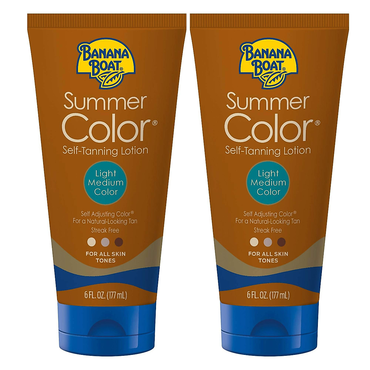 Banana Boat Summer Color Self Tanning Lotion | Light Medium Color for All Skin Tones, Self Tanner Lotion, Sunless Tanning Lotion, Banana Boat Self Tanner, 6oz each Twin Pack