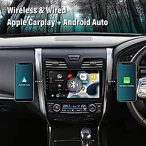 Wireless Apple Car Play Radio, ViaBecs 10.2” Bluetooth Car Stereo for 2014-2018 Nissan Altima Support Android Auto, Bluetooth 5.0, GPS Navigation, Subwoofer, SWC, 36-EQ DSP, AM/FM Car Radio Receiver