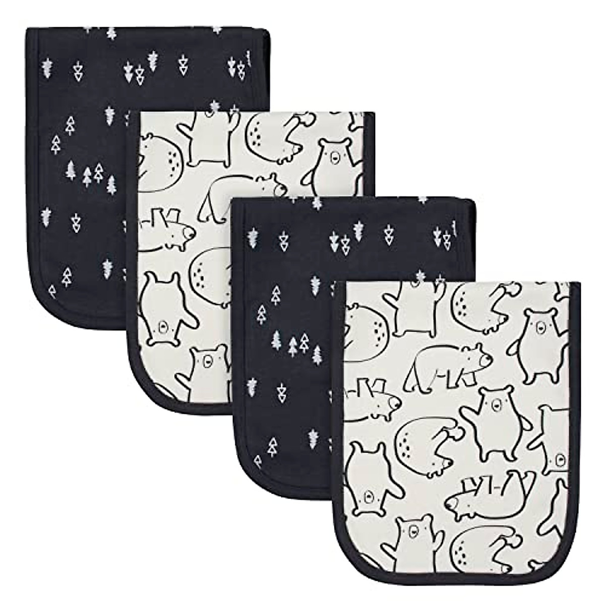 Gerber Unisex Baby 4-Pack Terry Burp Cloths, Grey Bear, 7.5" x 19"