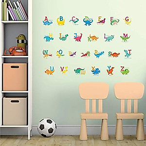 DECOWALL DS-8033 A-Z Dinosaur Alphabet (Small) Kids Wall Stickers Decals Peel and Stick Removable for Nursery Bedroom Living Room Art murals Decorations