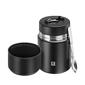 Zwilling Thermo Food Container, Integrated Bowl, Double Wall Insulation, Including Spoon, 700 ml, Height: 17 cm, Black
