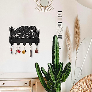INFUNLY Ocean Theme Key Holder with 5 Key Hooks Black Wall Mounted Key Hangers Turtle Key Hangers Wood Key Rack for Home Decor Hallway, Entryway, Bedroom, Mudroom, Office 11.8inchx7.6inch