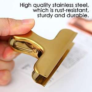 Set of 8 Heavy Duty Stainless Steel Bag Clips, SourceTon 3 x 2.4 Inch Durable Paper Seal Grip for Coffee Food Bread Bags, Kitchen Home Usage- Gold