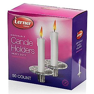 Aluminum Disposable Candle Holders For Taper Candles / 50 Pack Heavy Duty